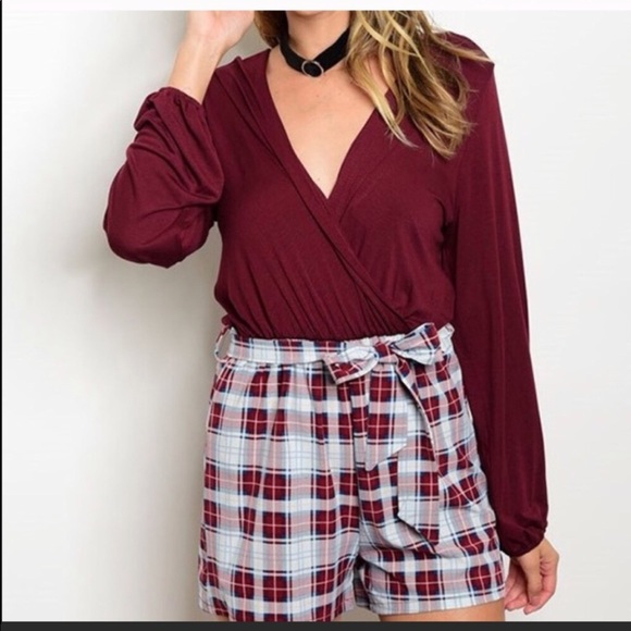 2 Hearts | Pants & Jumpsuits | 2 Hearts Burgundymaroon Romper B75 ...